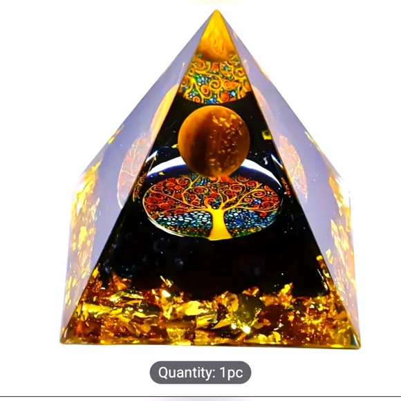 Art | Orgone Tree Of Life Pyramid Natural Tiger Eye And Obsidian Energy ...